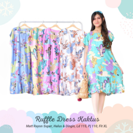 Daster Ruffle Motif Stripe | eBelanja.id
