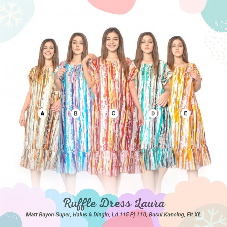 Daster Ruffle Series Motif Laura | eBelanja.id