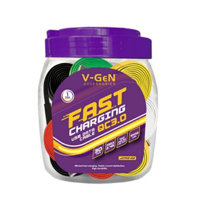 KABEL DATA V-GEN JCM3-02 1000MM 2.4A MULTICOLOR PERTOPLES ISI 30 PCS ...